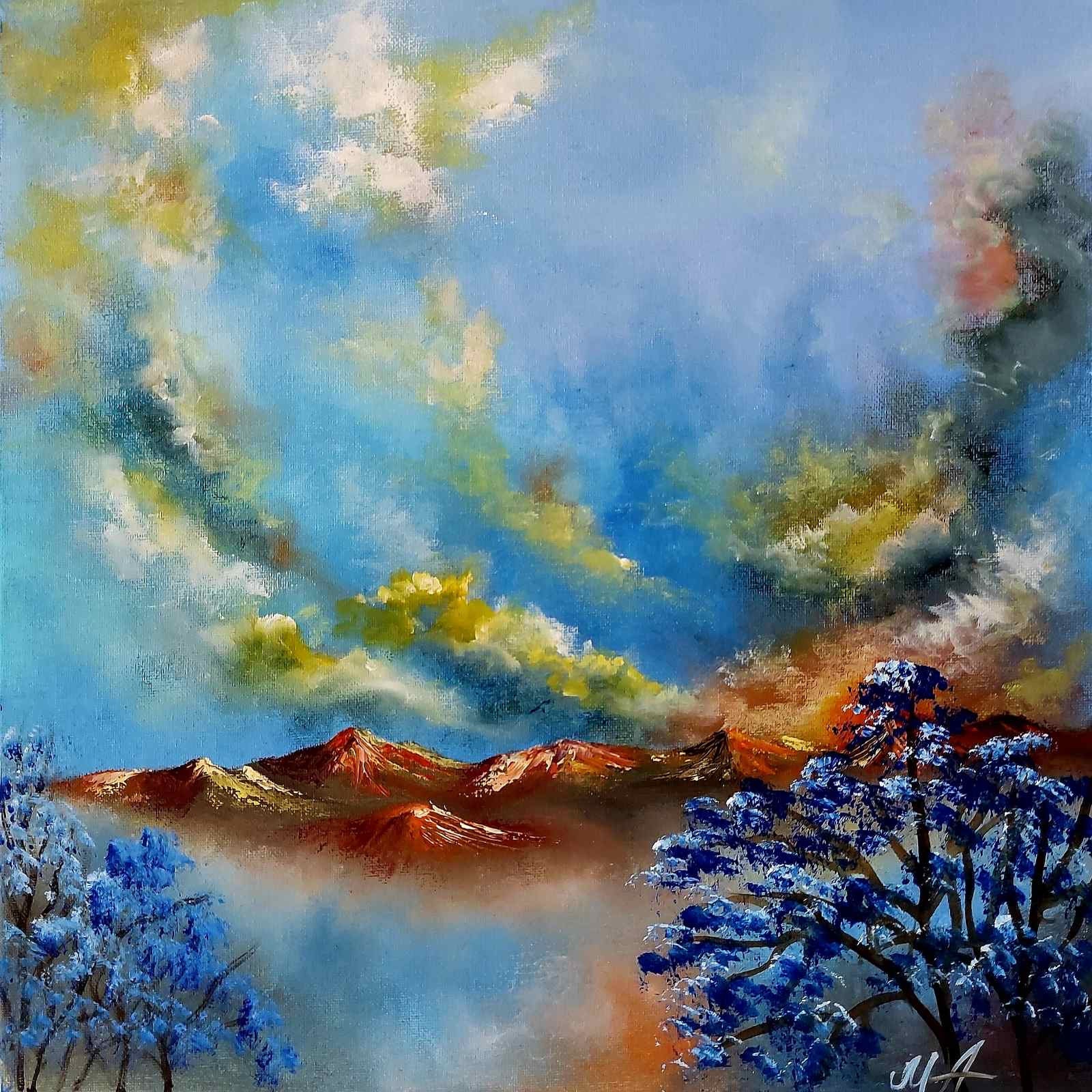 Morning Clouds Painting Morning Sky Painting Nature Art - Etsy