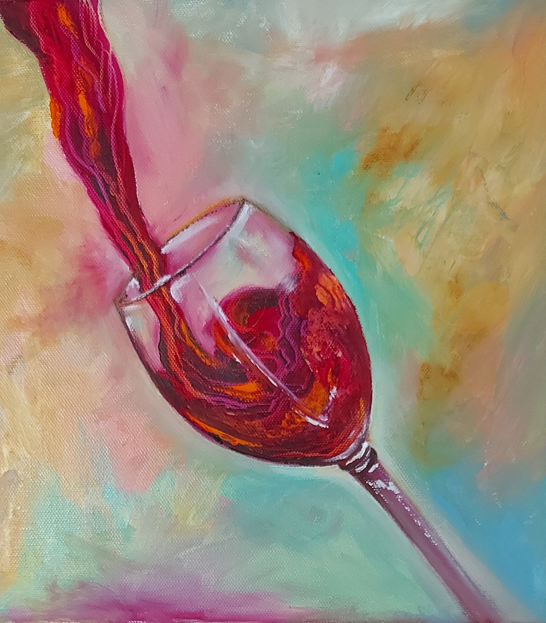 Glass of Wine-oil Painting-original-wine Artwork-collection Wine Art ...