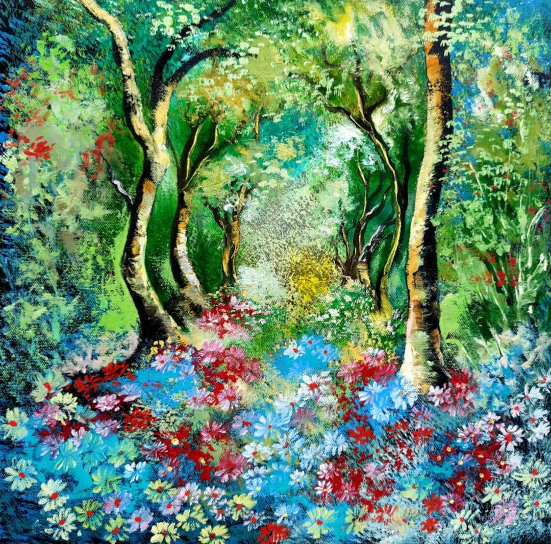 Magic Forest Art- Tree Painting- Forest Wall Art-forest Landscape ...
