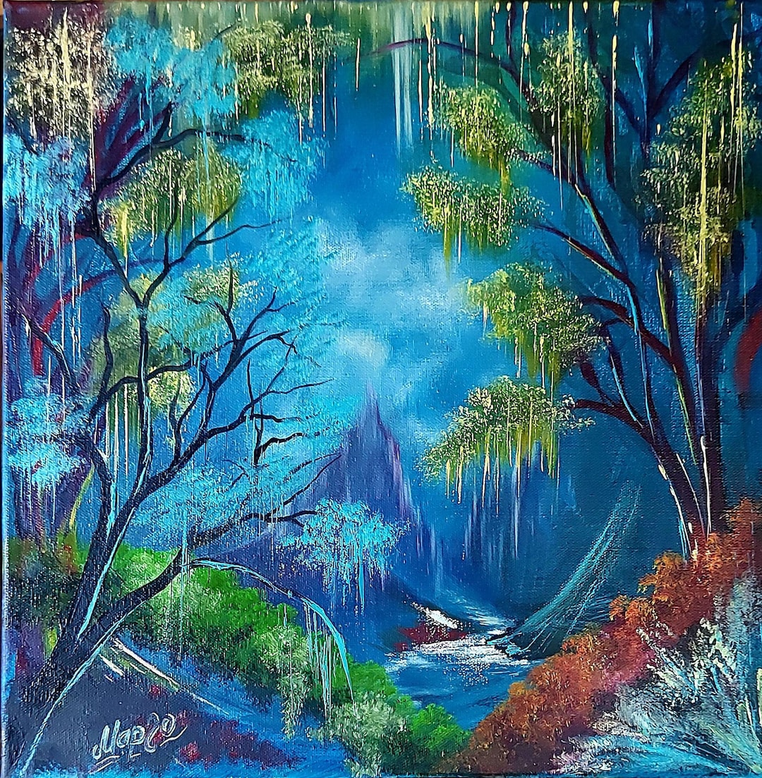 MAGIC FOREST Painting-visual Art Original Handwritten Oil Painting ...