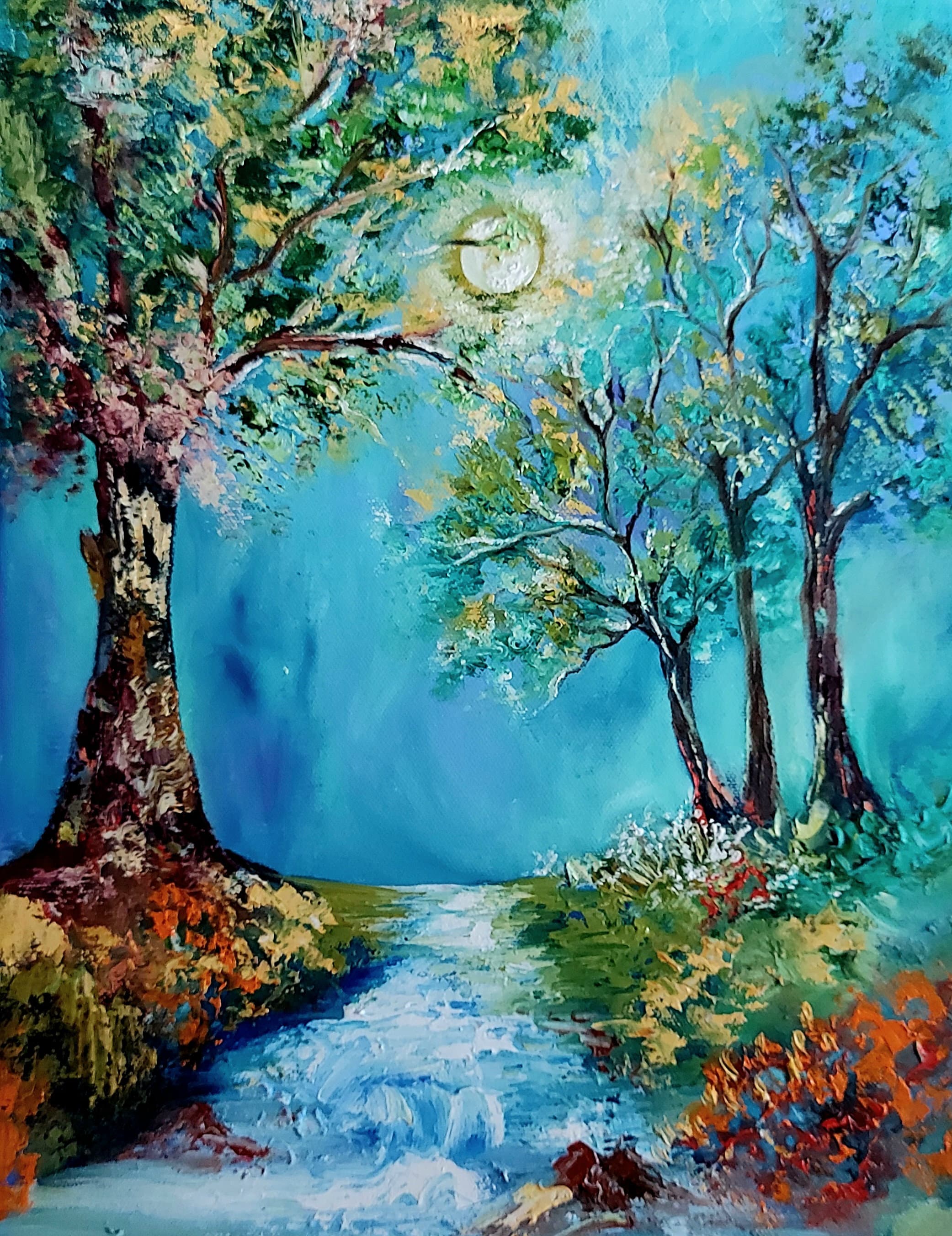 MAGIC FOREST Art-original Oil Painting-tree Forest Wall Decor-landscape ...