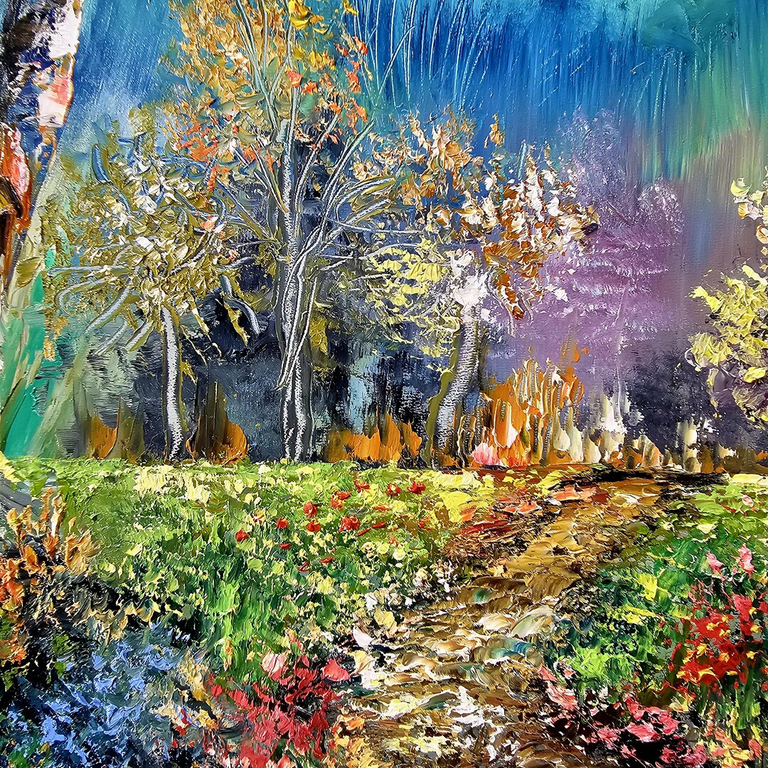 FOREST Art-13x24 In- Original Oil Painting-tree Forest Wall Decor ...