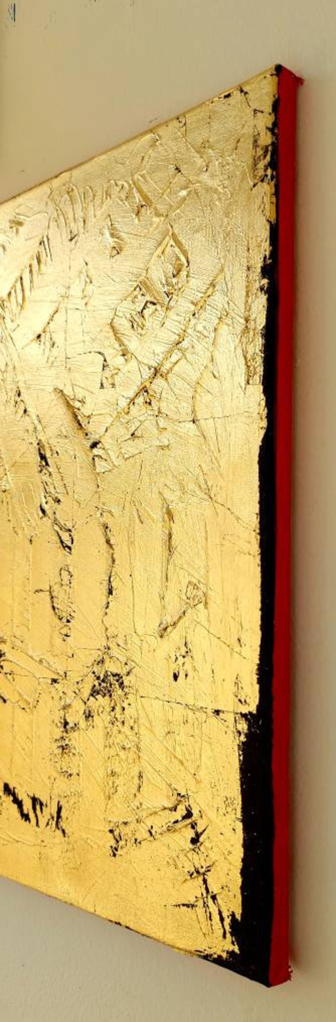 Golden Art Gold Leaf Painting Gold Leaf Art Gold Wall Decor - Etsy