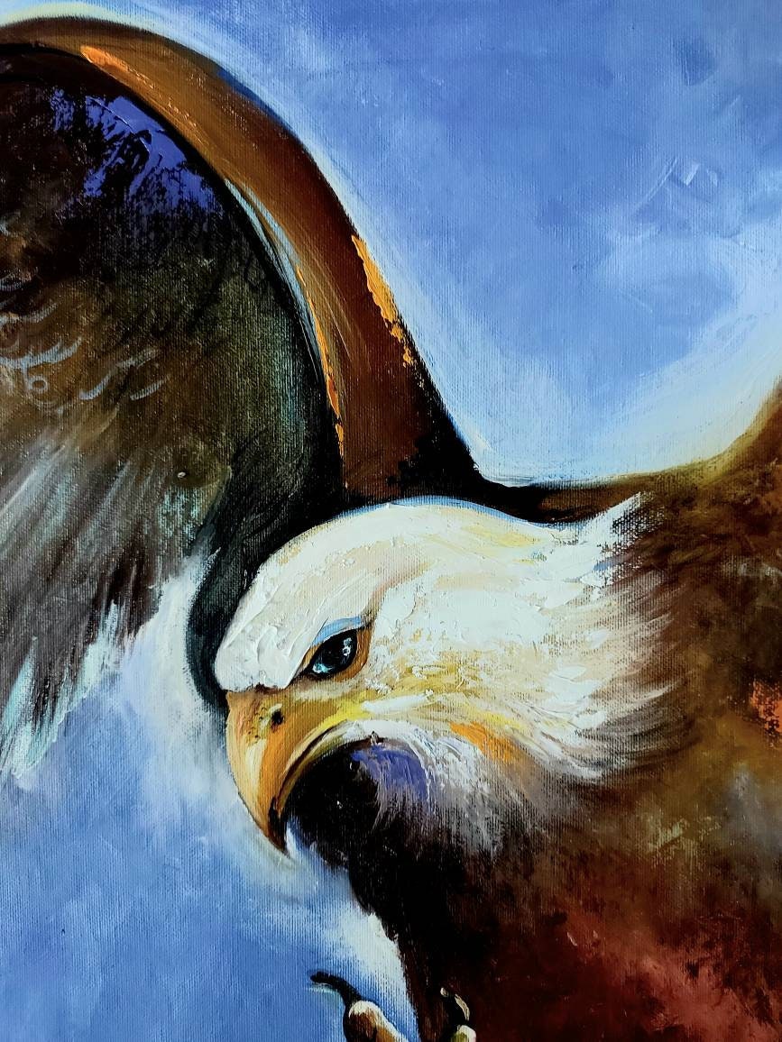 Eagle-original Oil Painting-eagle Artwork-eagle Art-wildlife Painting ...
