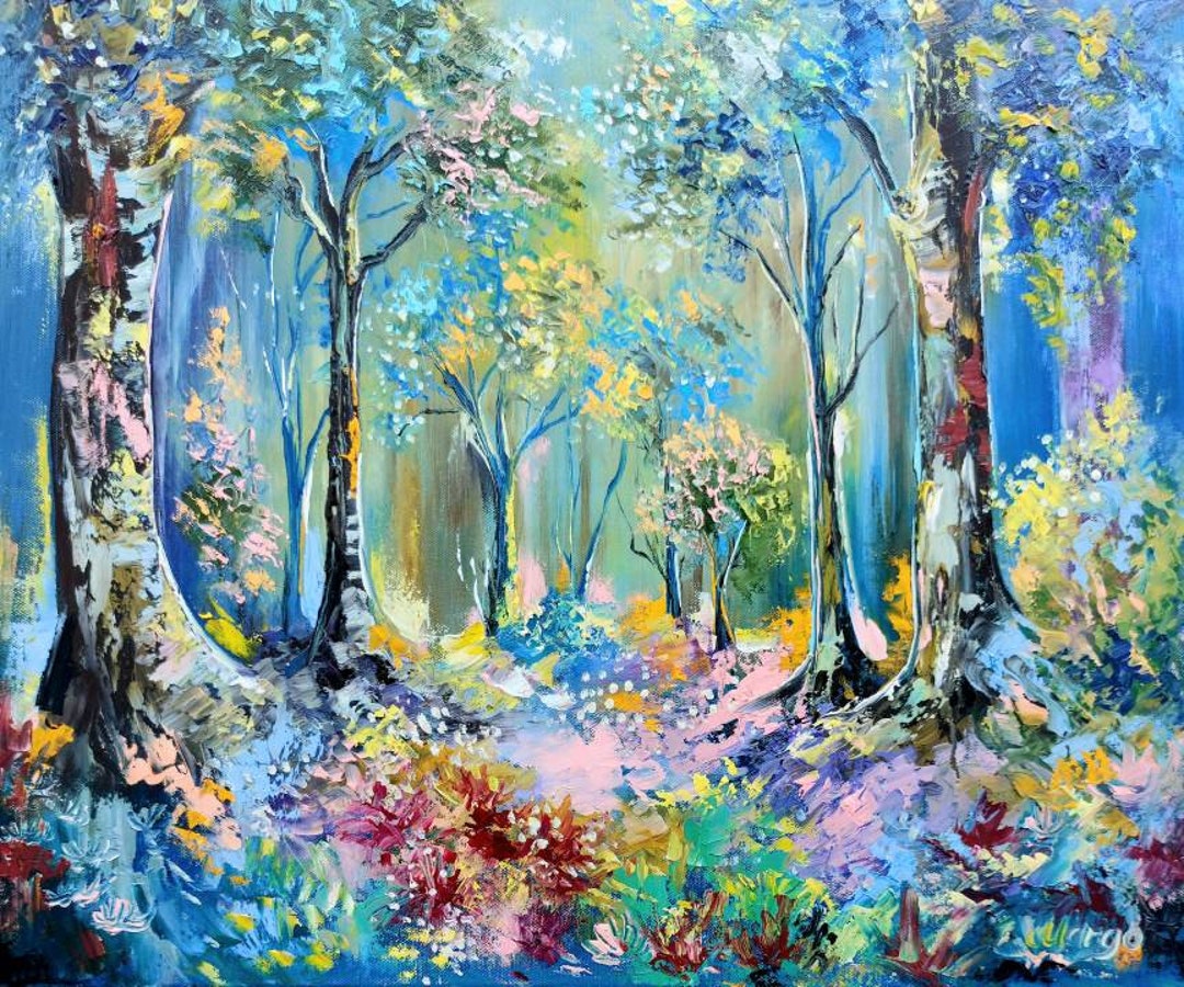 Forêt fantastique, oeuvre d'art originale, oeuvre d'art - art du ...