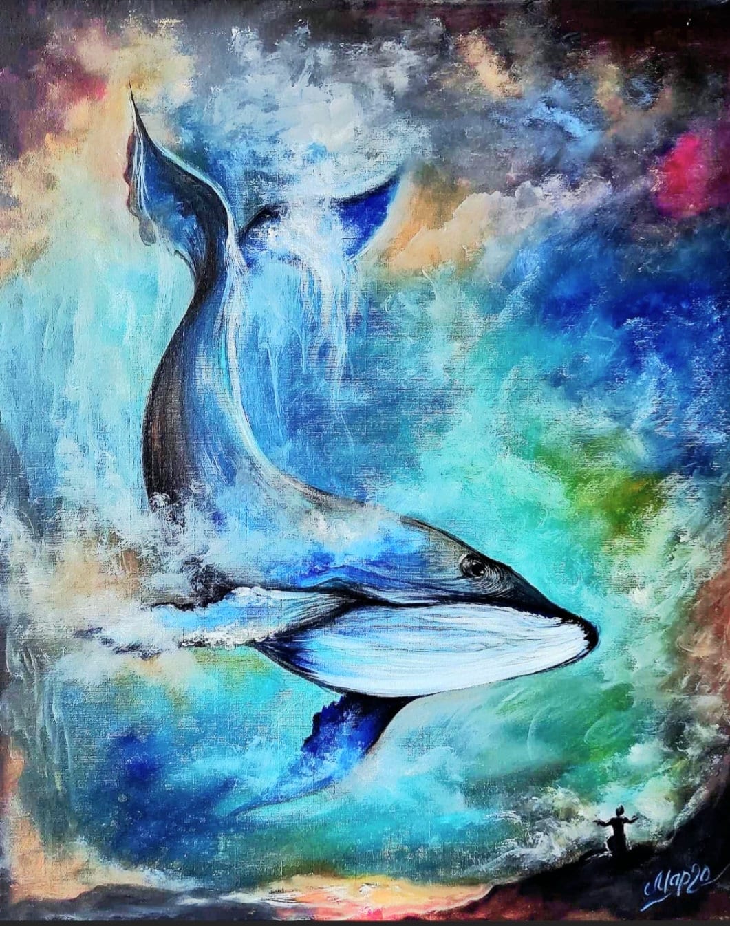 Whale Artwork-megaterra Art-buckelwal Painting-original Oil Painting ...