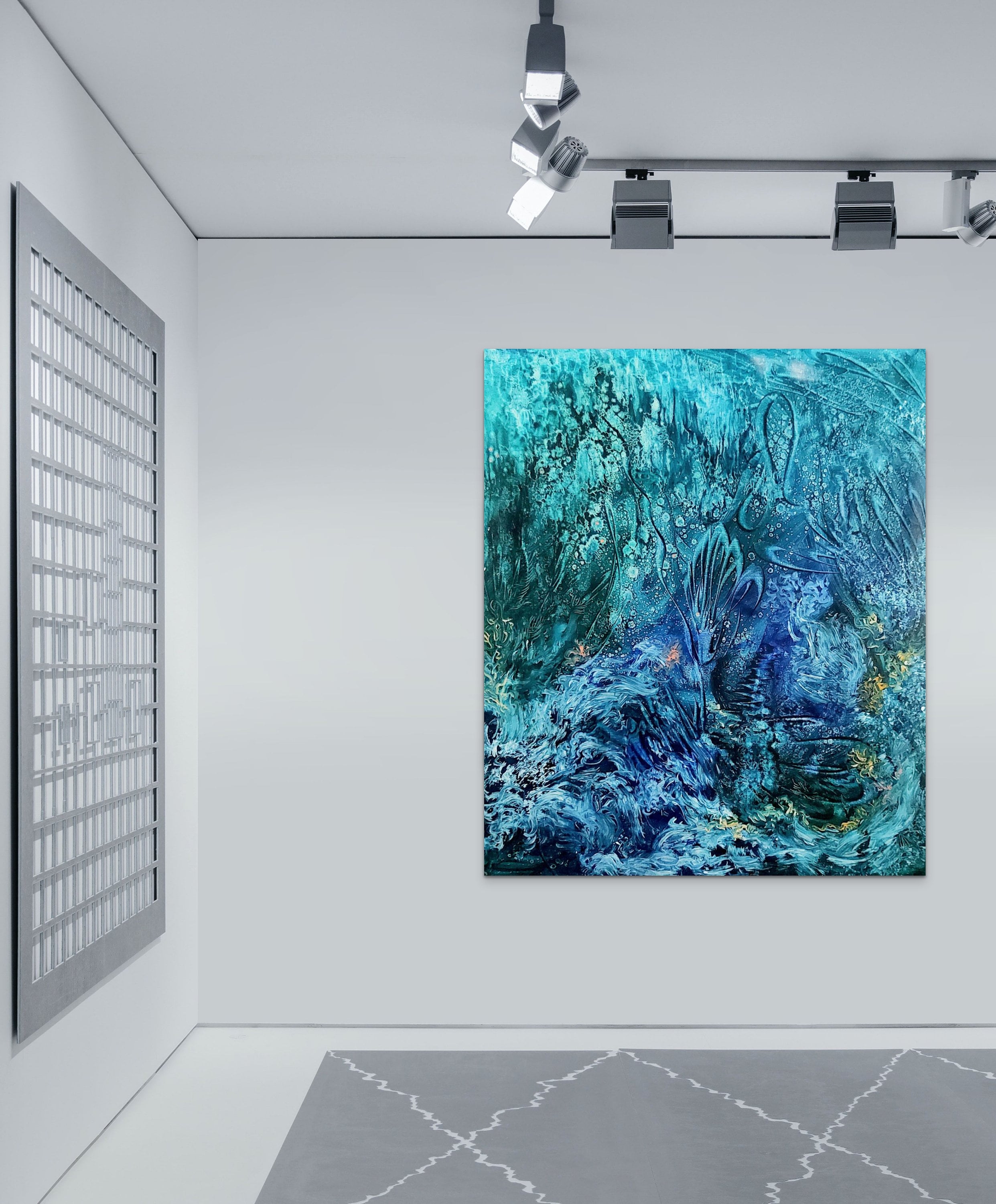 Blue Lagoon Painting-blue Wall Art-exclusive Individual Artwork ...
