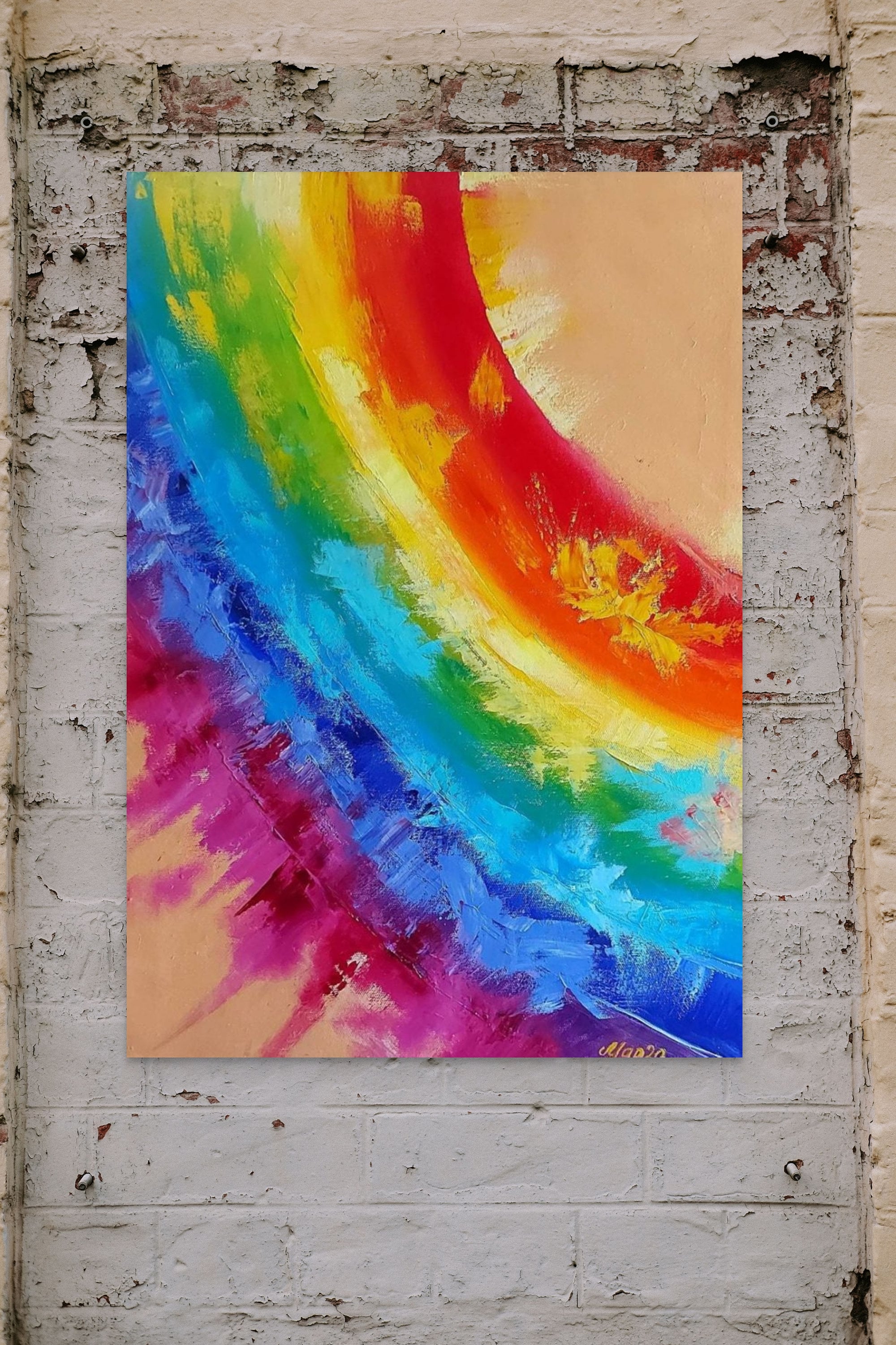 Rainbow Painting/ Colorful Wall Art/ Rainbow Multicolor Art/original ...