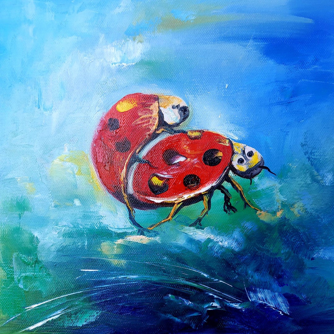 Lady Birds Original Oil Painting Lady Birds Art - Etsy