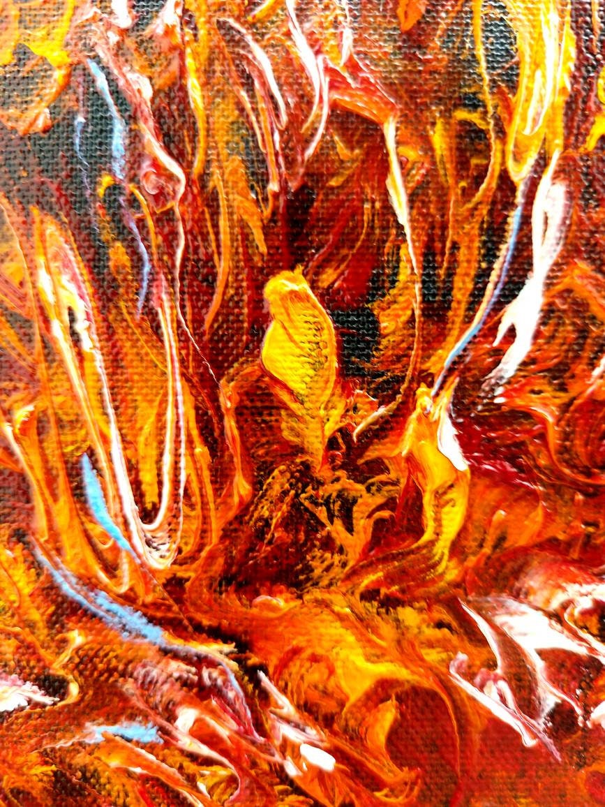 SHAMAN BONFIRE Painting-fire Wall Painting-bonfire Wall Decor-lovely ...