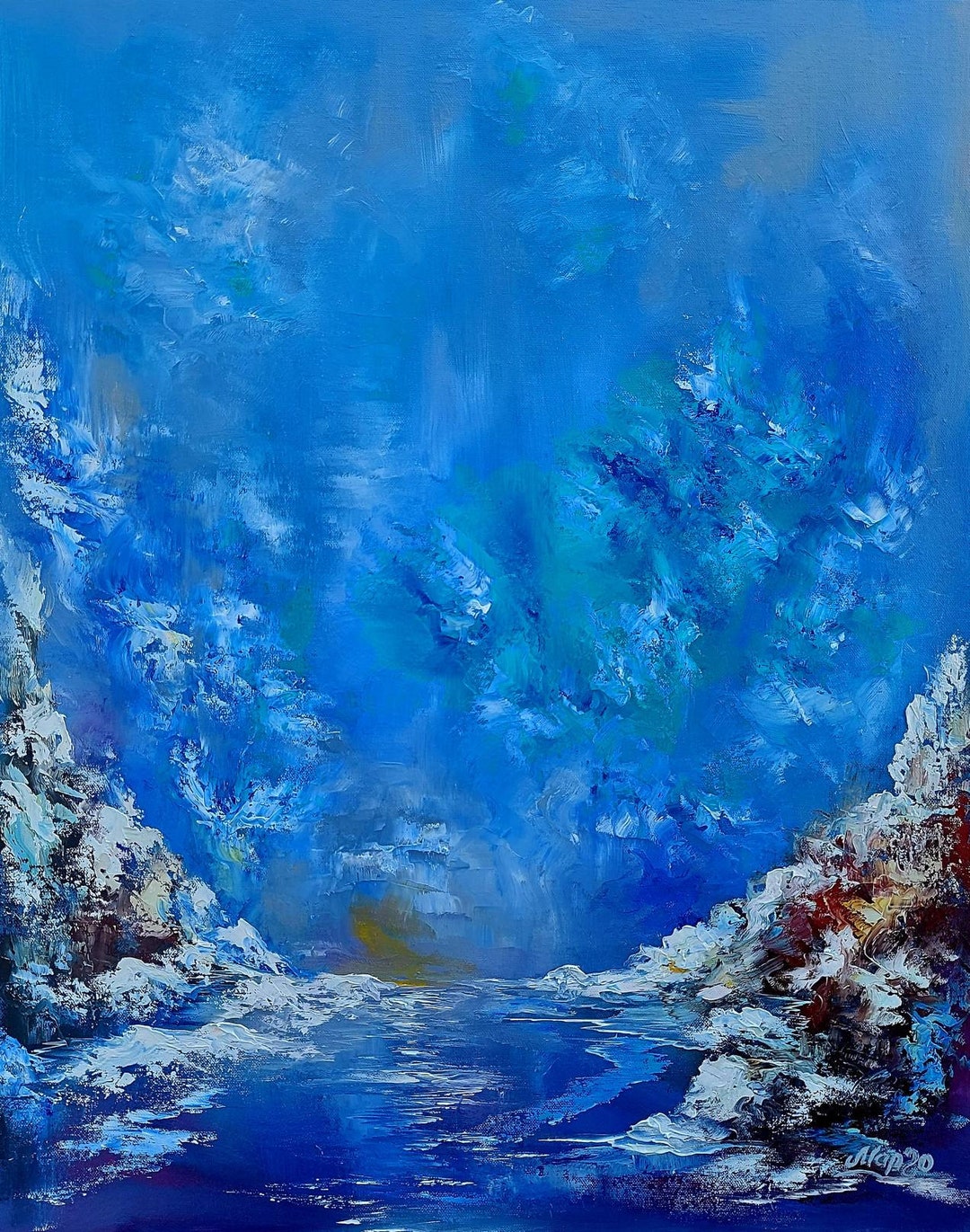 Four Seasons- Winter Storm- Mountain Art- Original Oil Painting ...