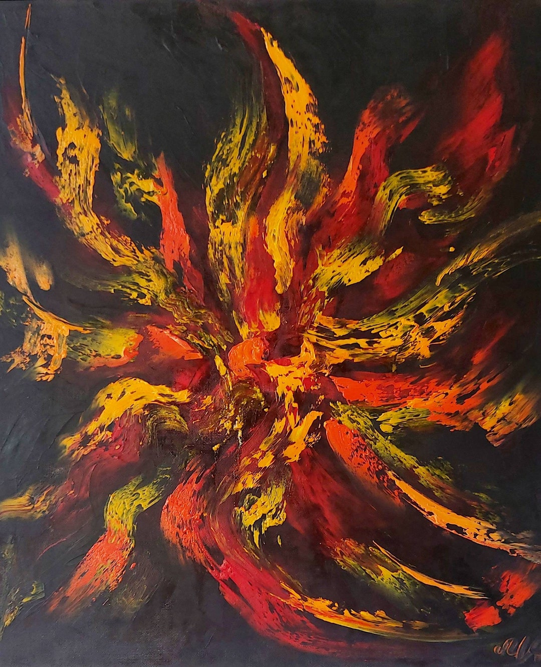 SHAMAN BONFIRE Painting-fire Wall Painting-bonfire Wall Decor-lovely ...