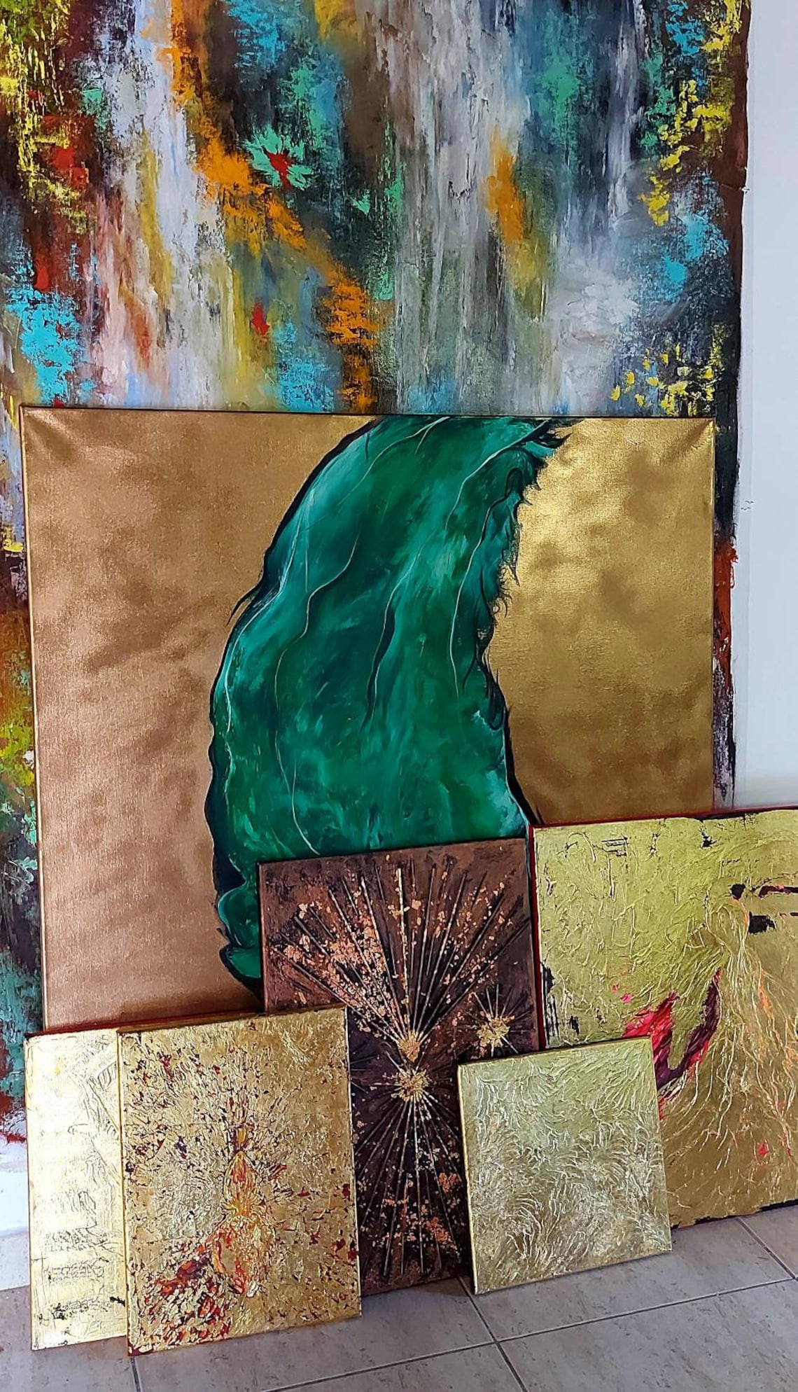 Golden Art Gold Leaf Painting Gold Leaf Art Gold Wall Decor - Etsy