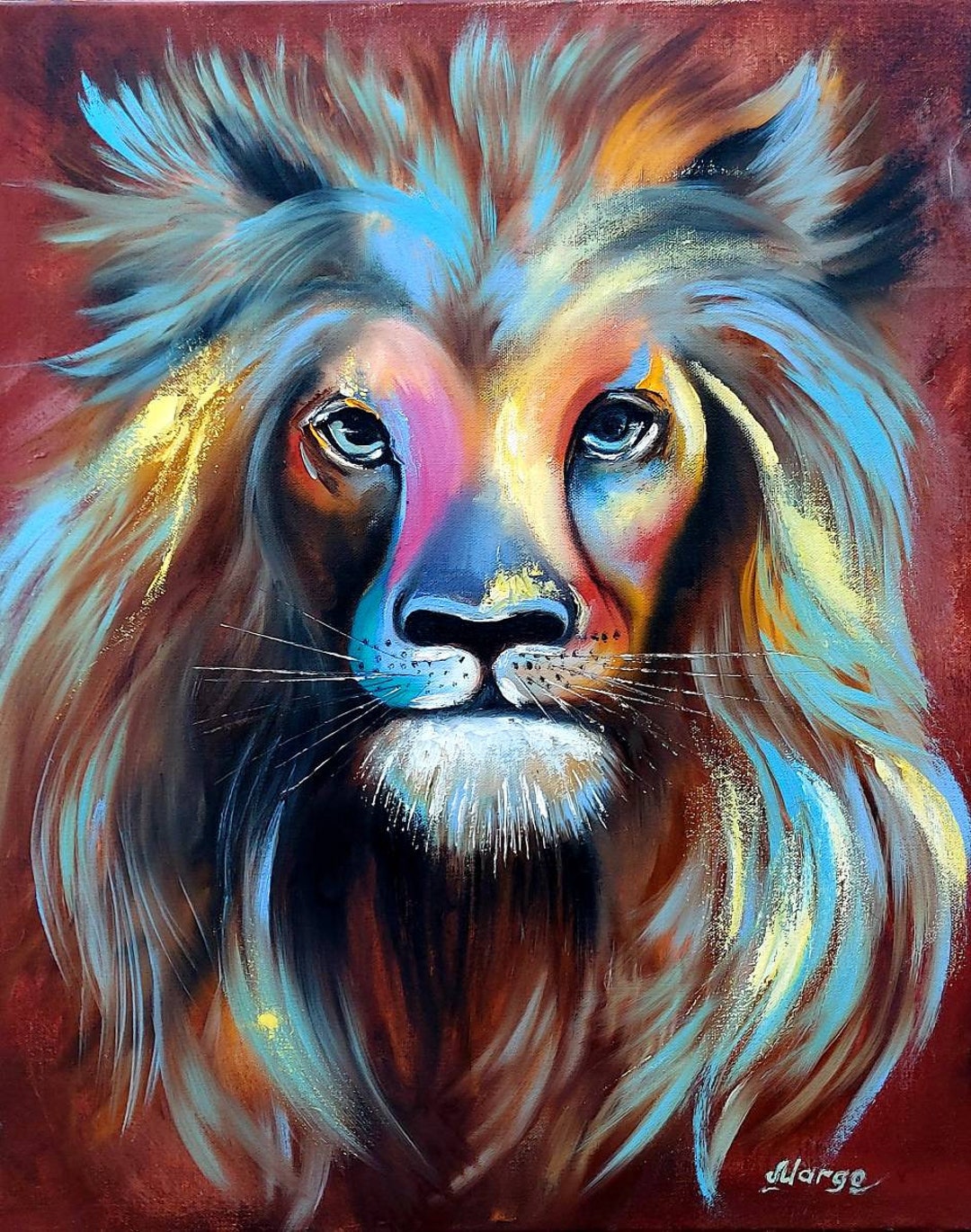Lion Painting Lion Portrait Animal Art Wildlife Painting Lion Art ...