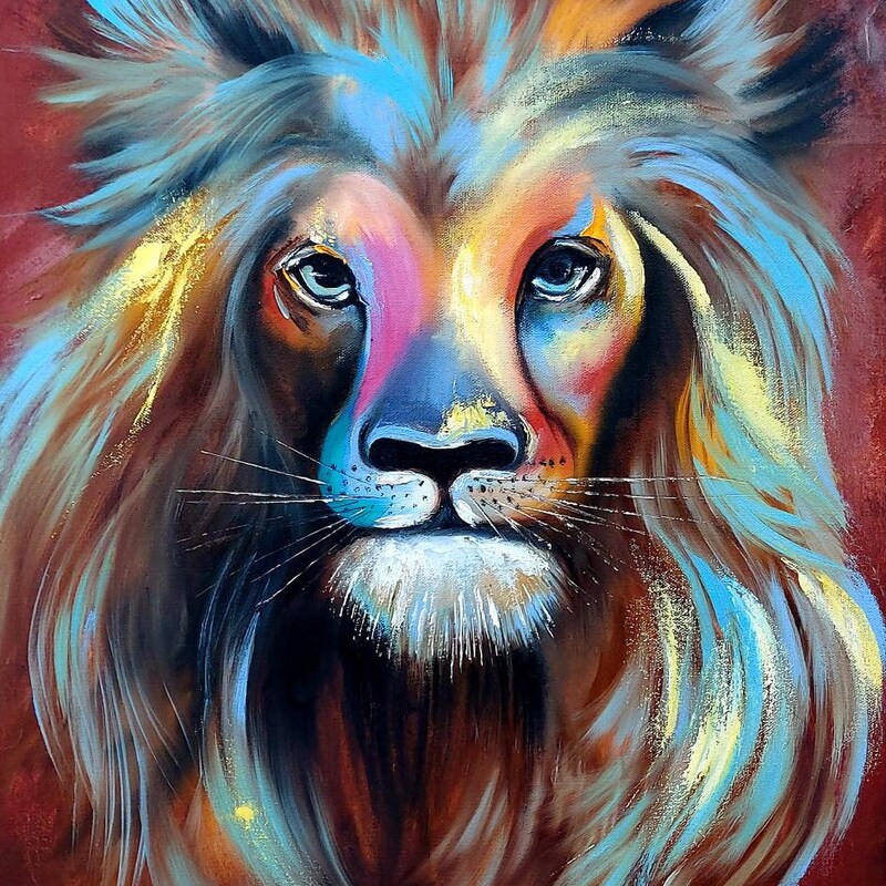 Lion Painting - Etsy