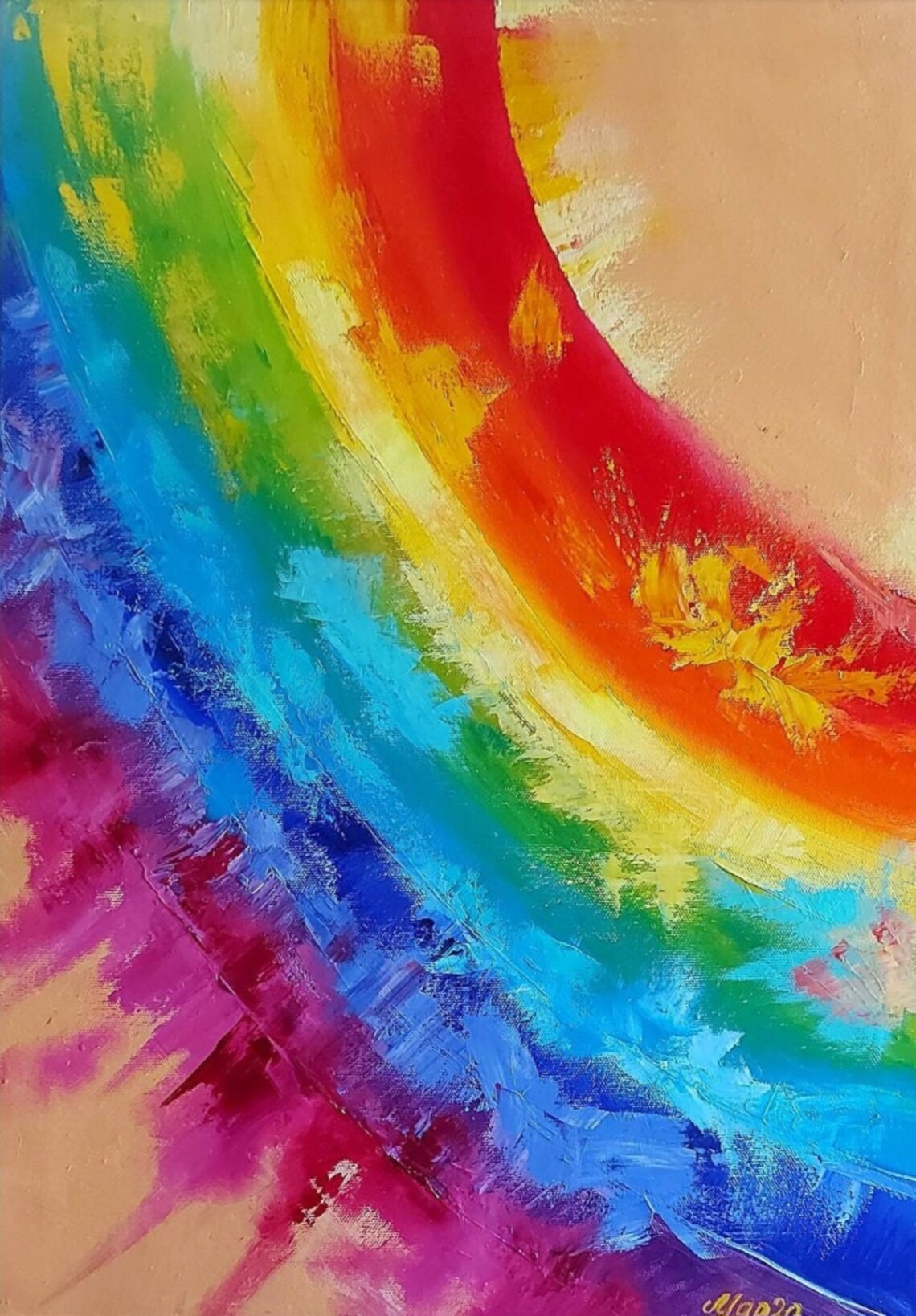 Rainbow Painting/ Colorful Wall Art/ Rainbow Multicolor Art/original ...