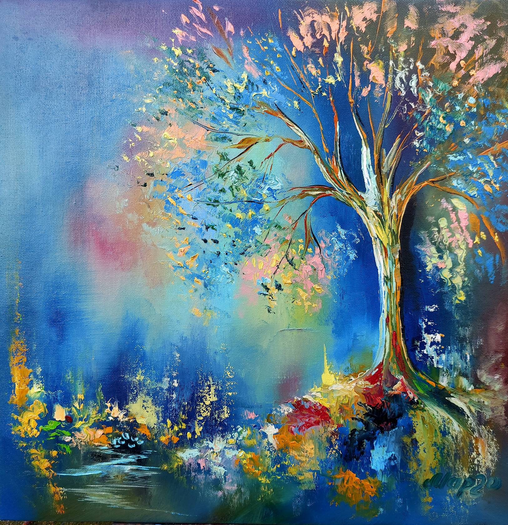 Tree of Life Original Oil Painting Family Tree Fantastic Tree Art - Etsy