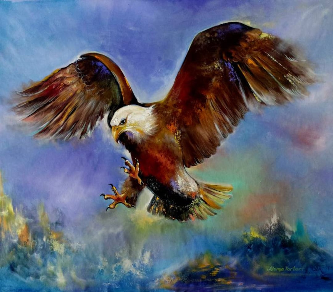 Eagle-original Oil Painting-eagle Artwork-eagle Art-wildlife Painting ...