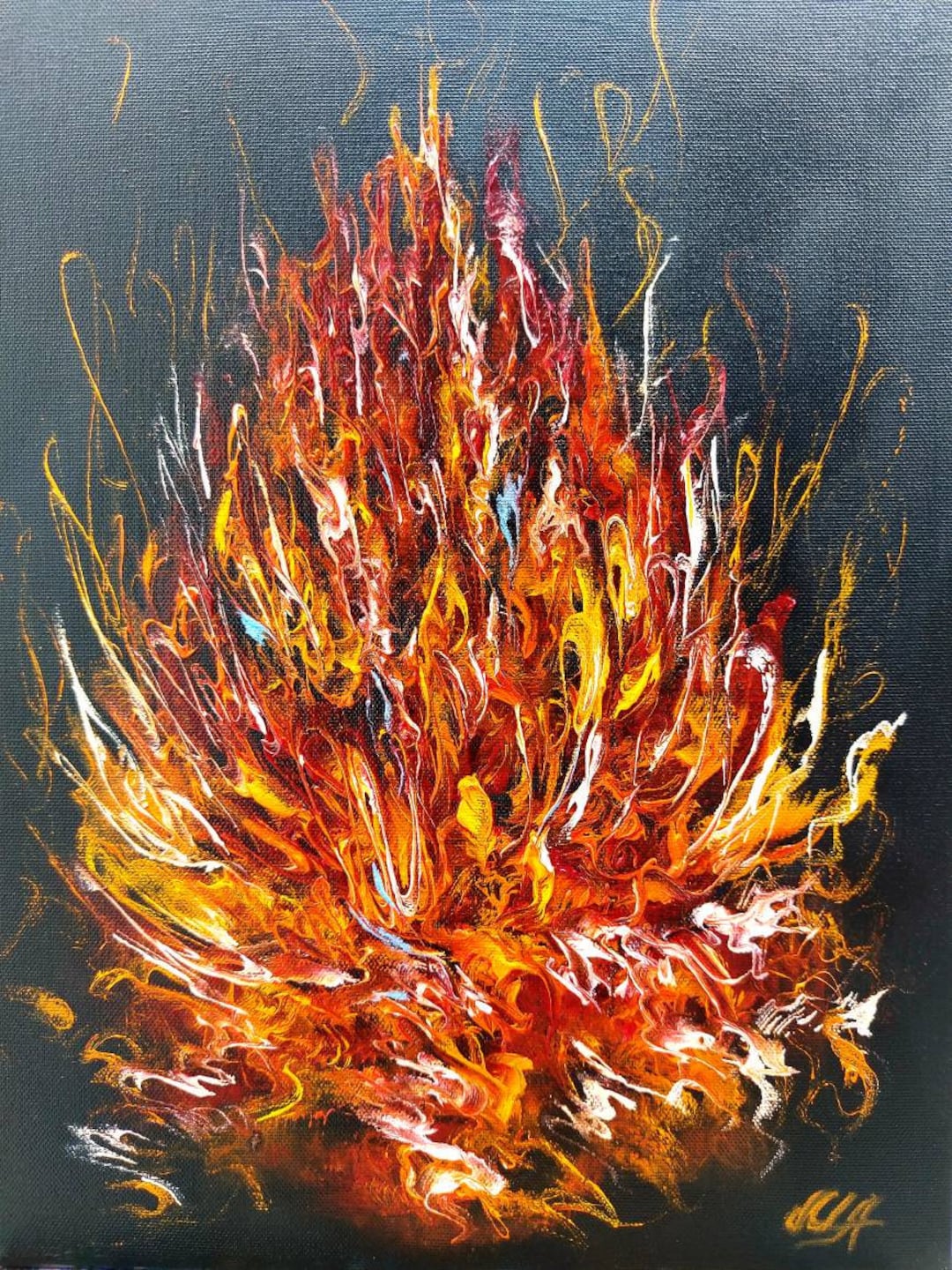SHAMAN BONFIRE Painting-fire Wall Painting-bonfire Wall Decor-lovely ...