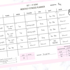 Monthly Fitness Printable Planner, Fitness Tracker, Workout Schedule ...