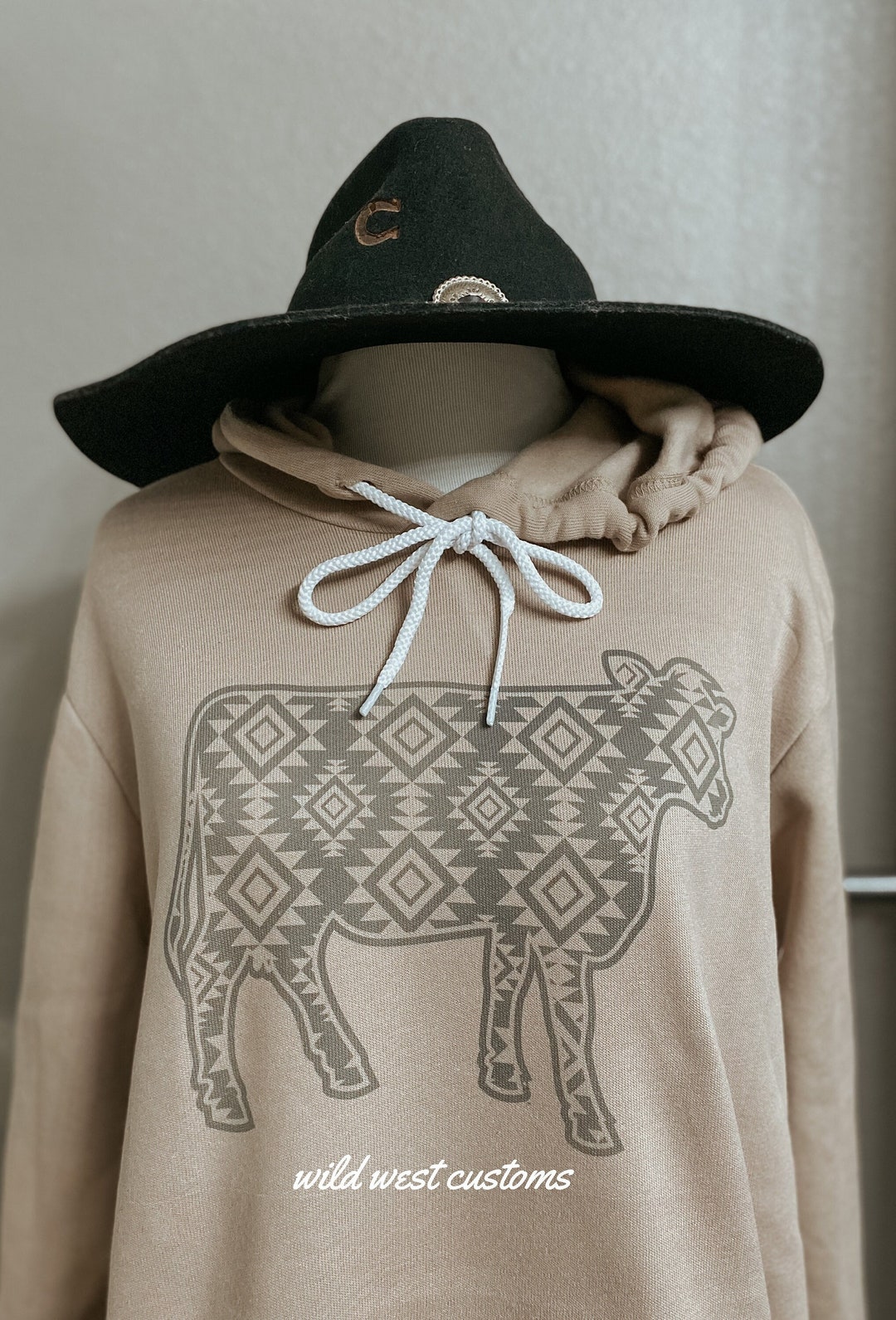 Aztec Cow Black Western Boho Cowgirl Hoodie - Etsy