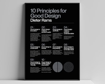 Poster 10 Principles for a Good Design Dieter Rams White | Etsy Canada
