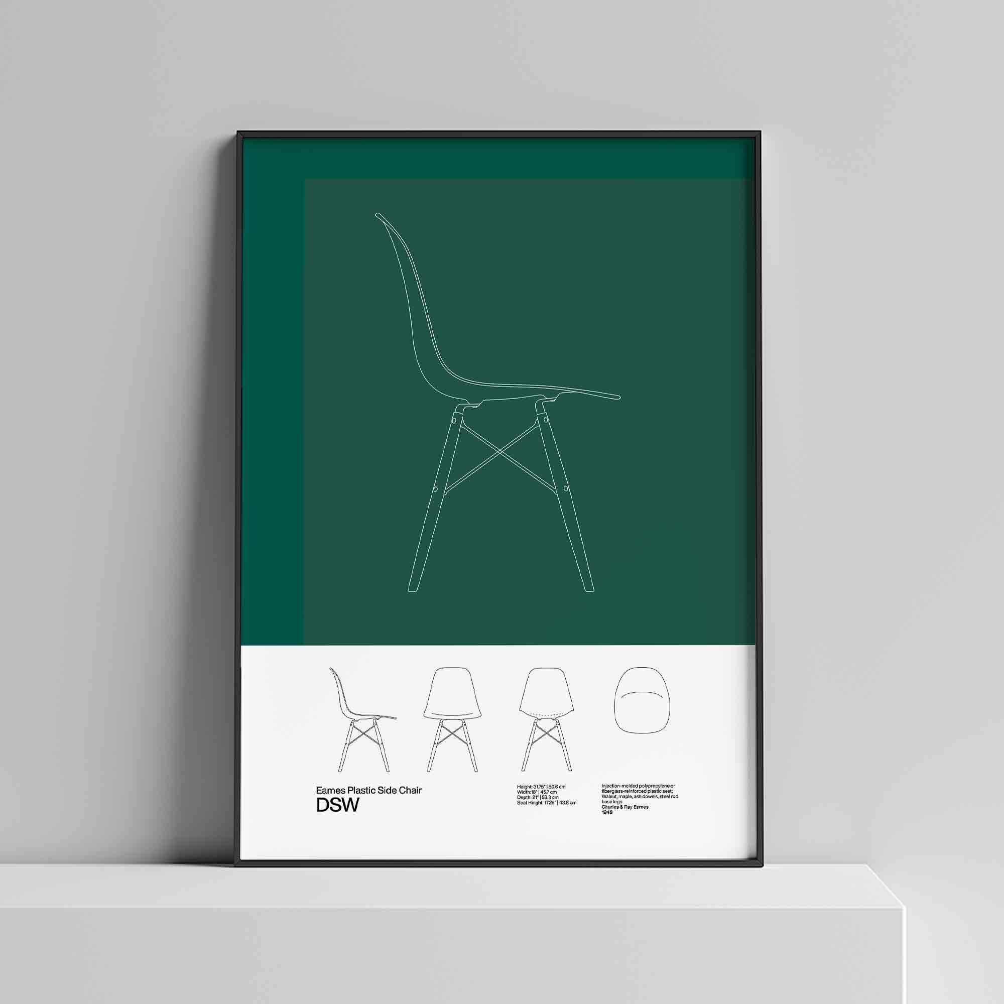 Eames DSW Chair Poster Mid Century Poster Art Print Minimal | Etsy