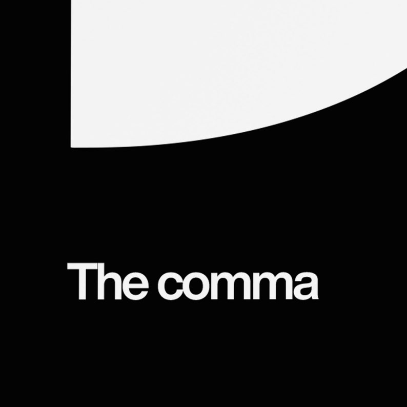 The Comma Typographic Black Poster Minimalistic Modern | Etsy