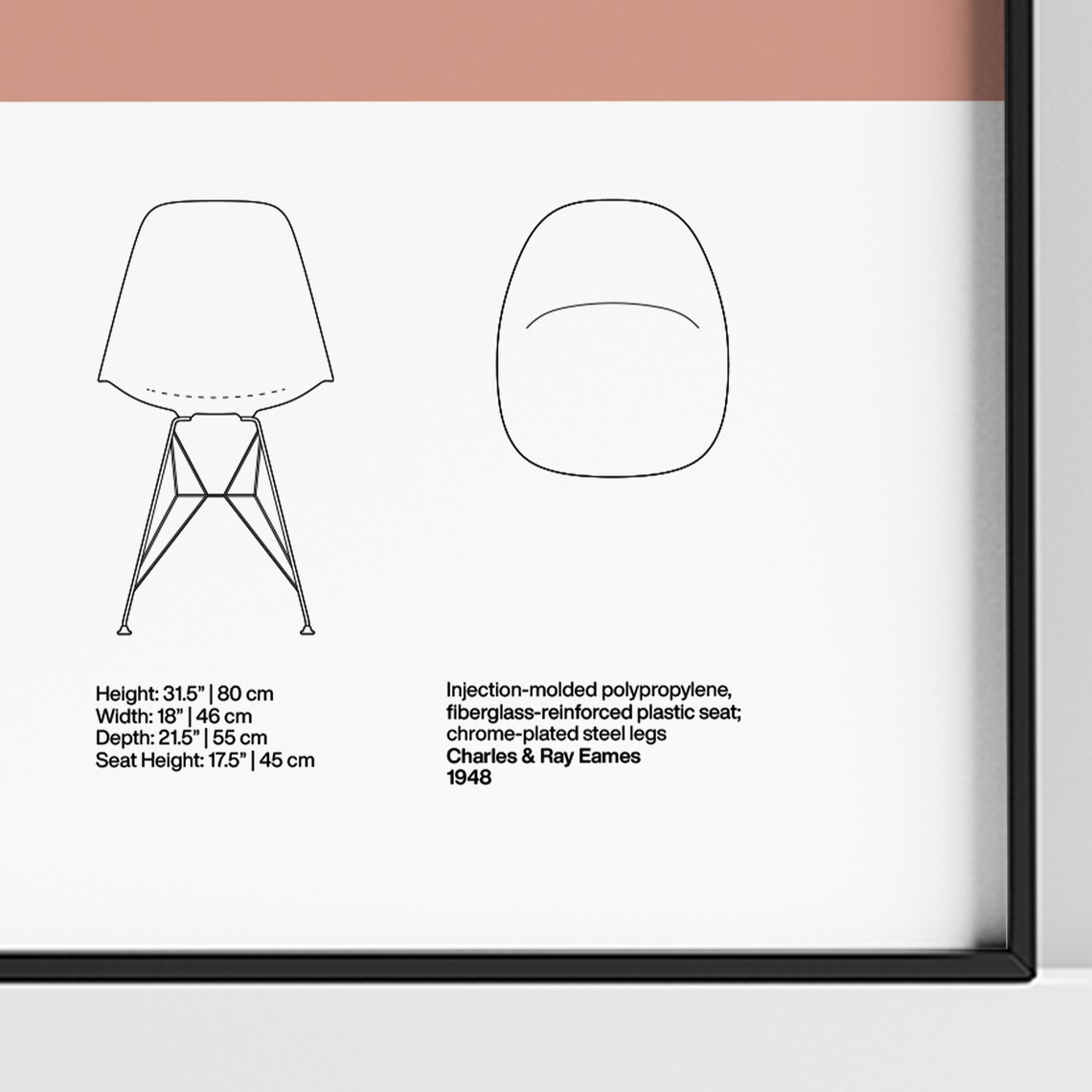 Eames DSR Chair Poster Mid Century Poster Art Print Minimal - Etsy