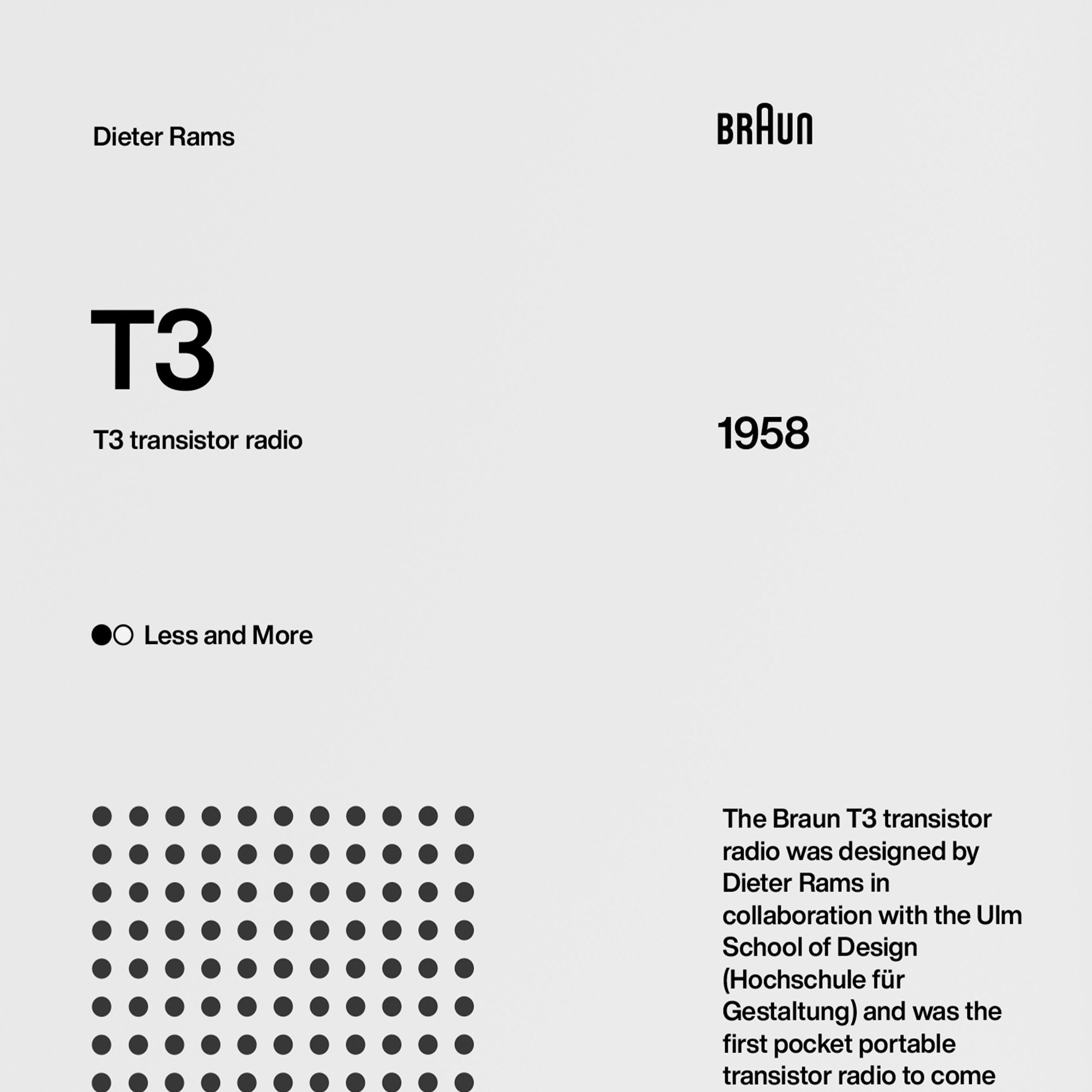 Dieter Rams Braun T3 Radio Ipod Helvetica Typographic Poster - Etsy