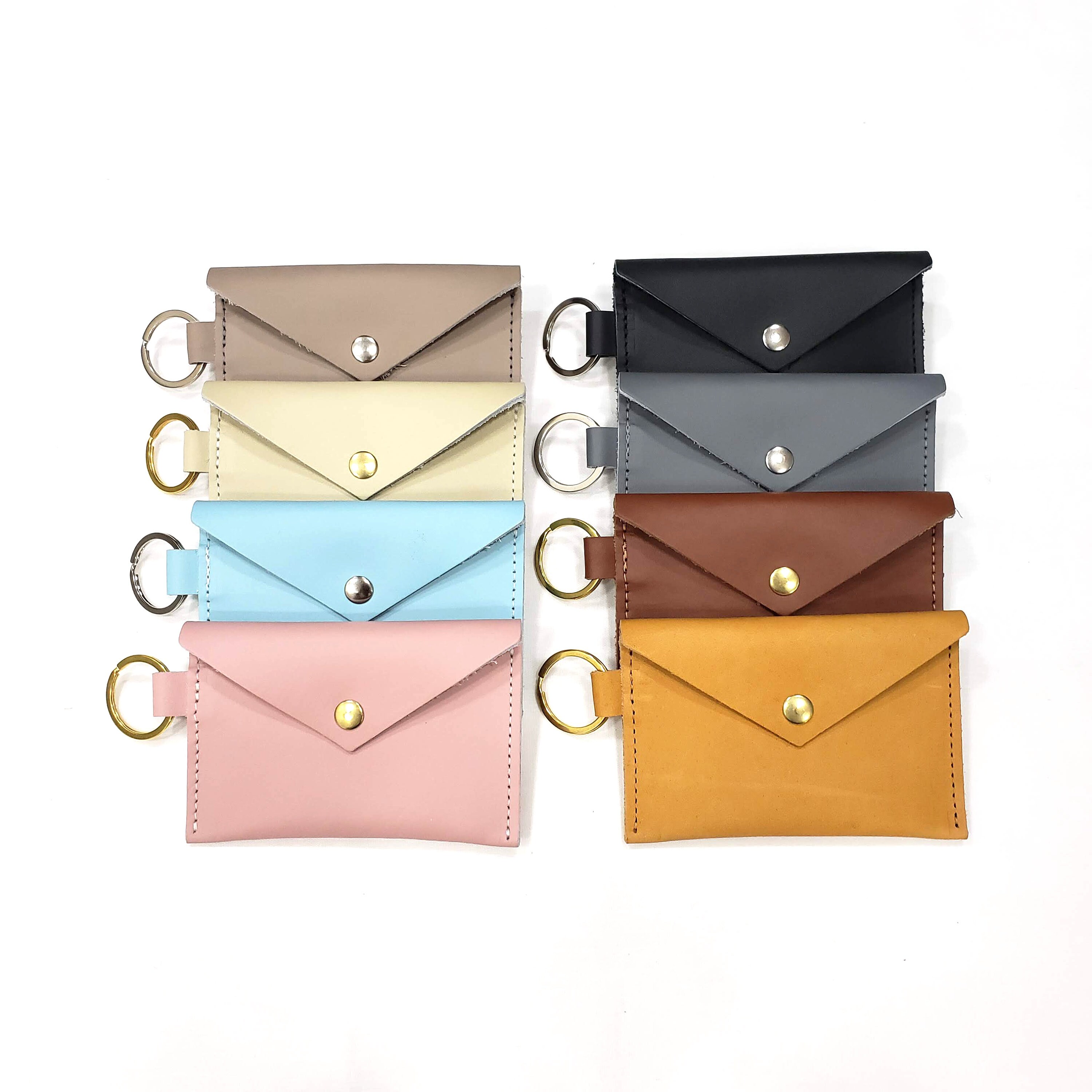 Leather Envelope Card Wallet Keychain Wallet Leather Card | Etsy