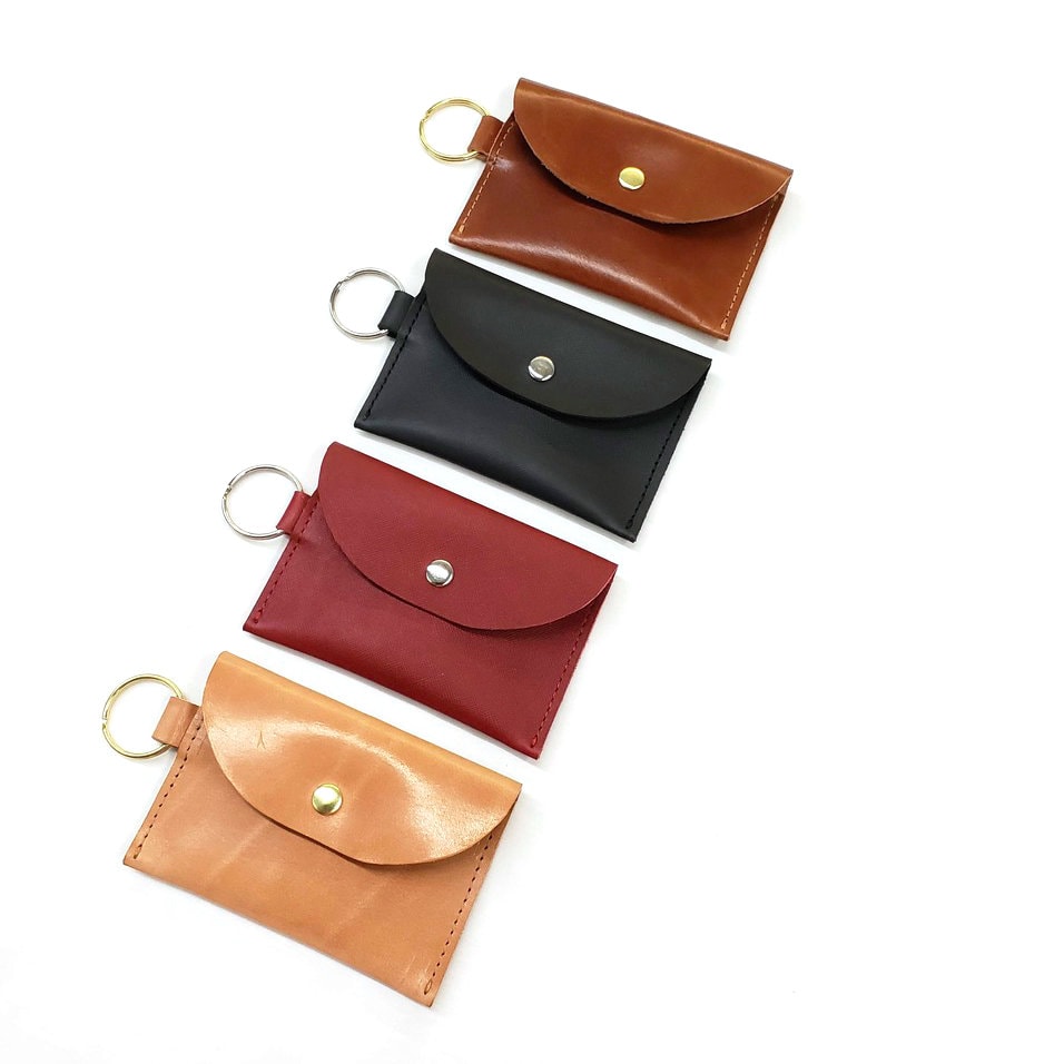 Leather Keychain Wallet Personalized Leather Keychain Card - Etsy
