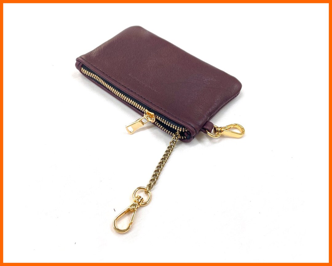 Leather Key Pouch With Chain, Handmade Full Grain Leather - Etsy