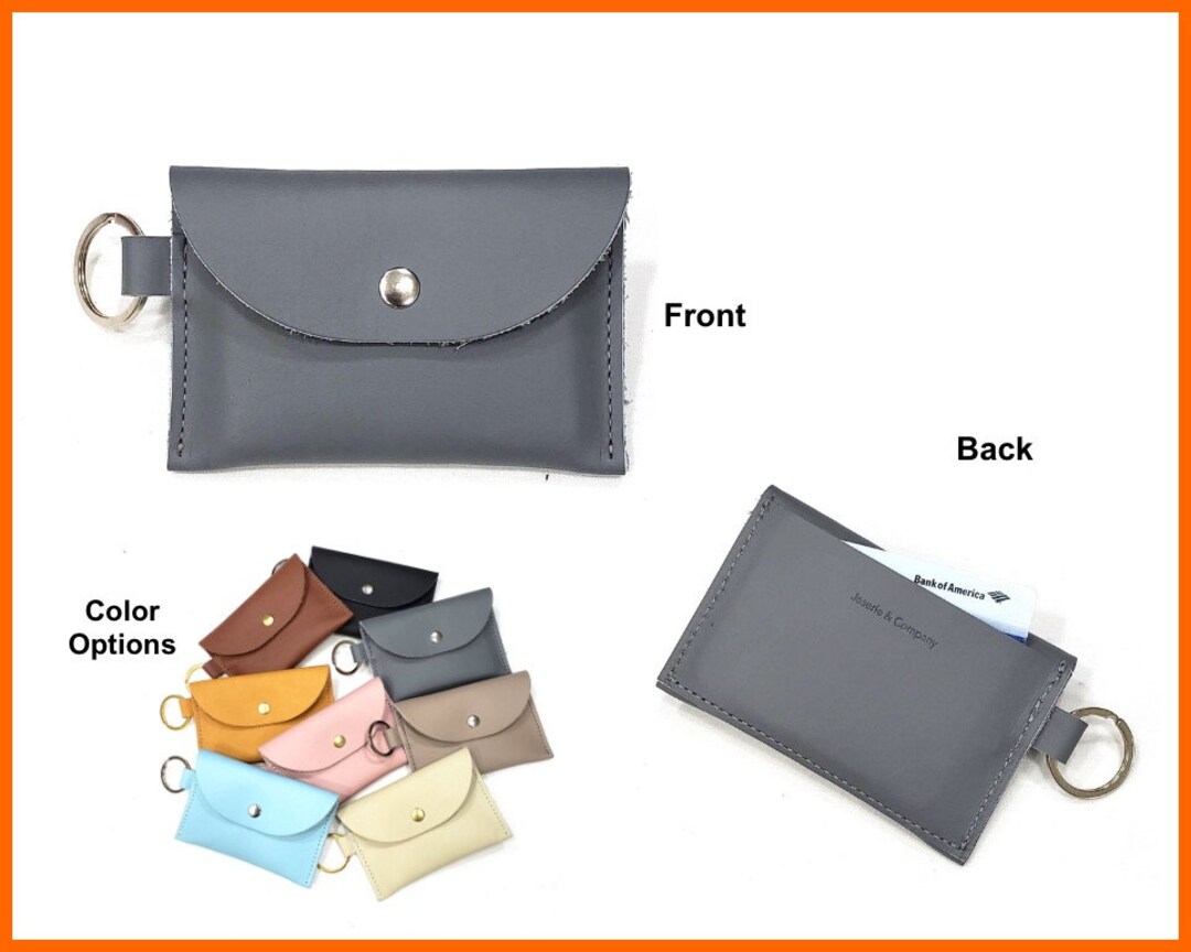 Leather Card and Cash Holder, Keychain Wallet, Personalize Card Case ...
