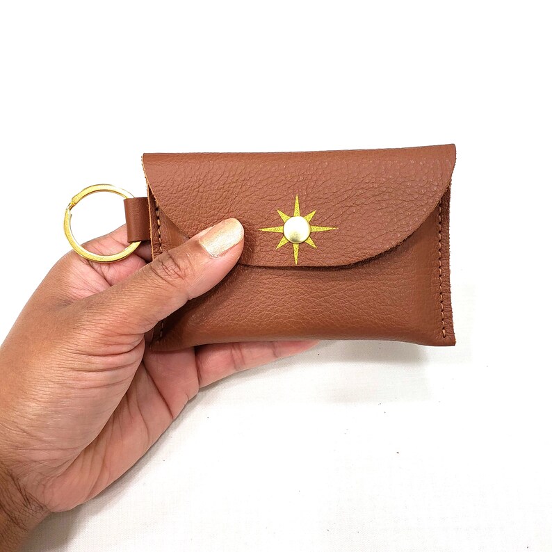 Leather Keychain Wallet Card Wallet Credit Card Purse Brown - Etsy