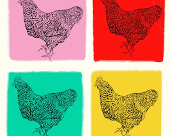 Chicken Pop Art Print - Etsy