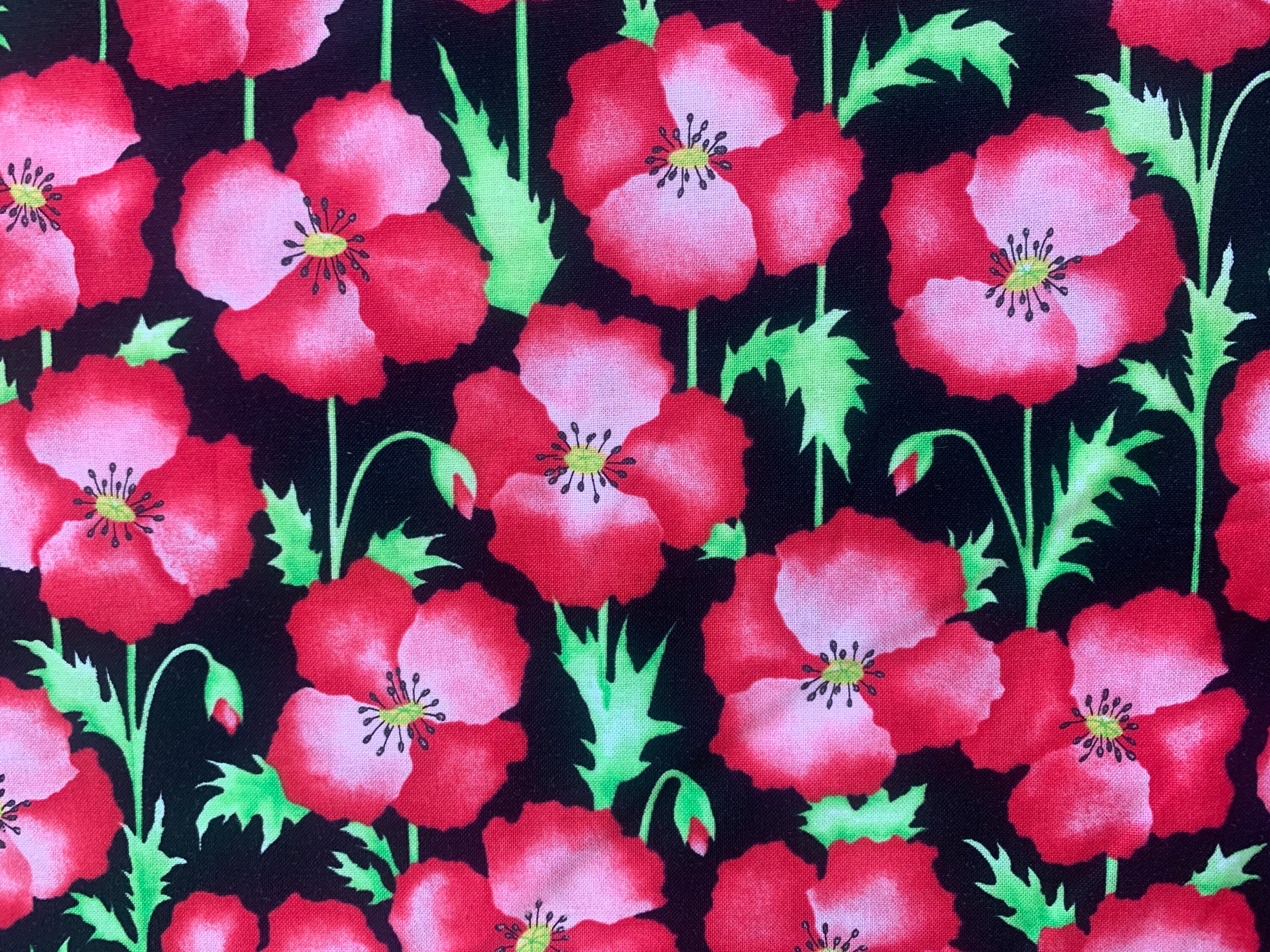 Bright Pink Floral Quilting Fabric 100% Cotton Material Sewing - Etsy