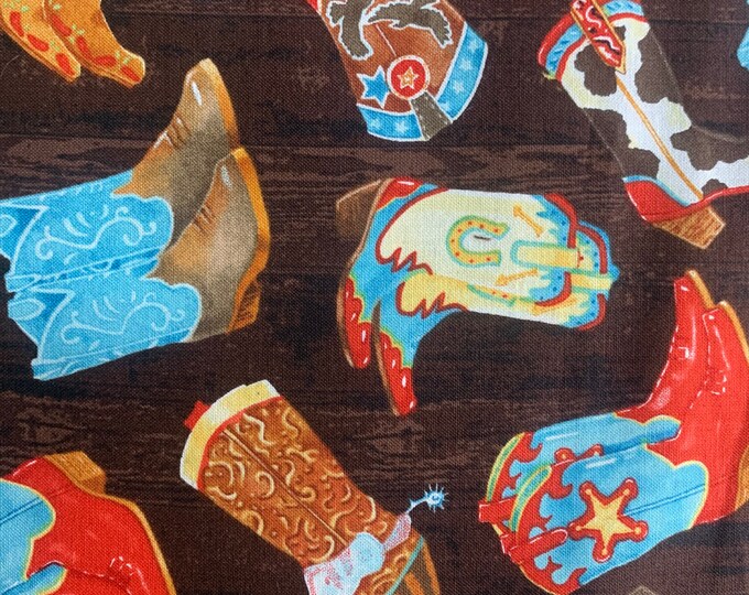 Cowboy Boot Fabric 100% Cotton Quilting Quality Sunset Rodeo by Henry ...