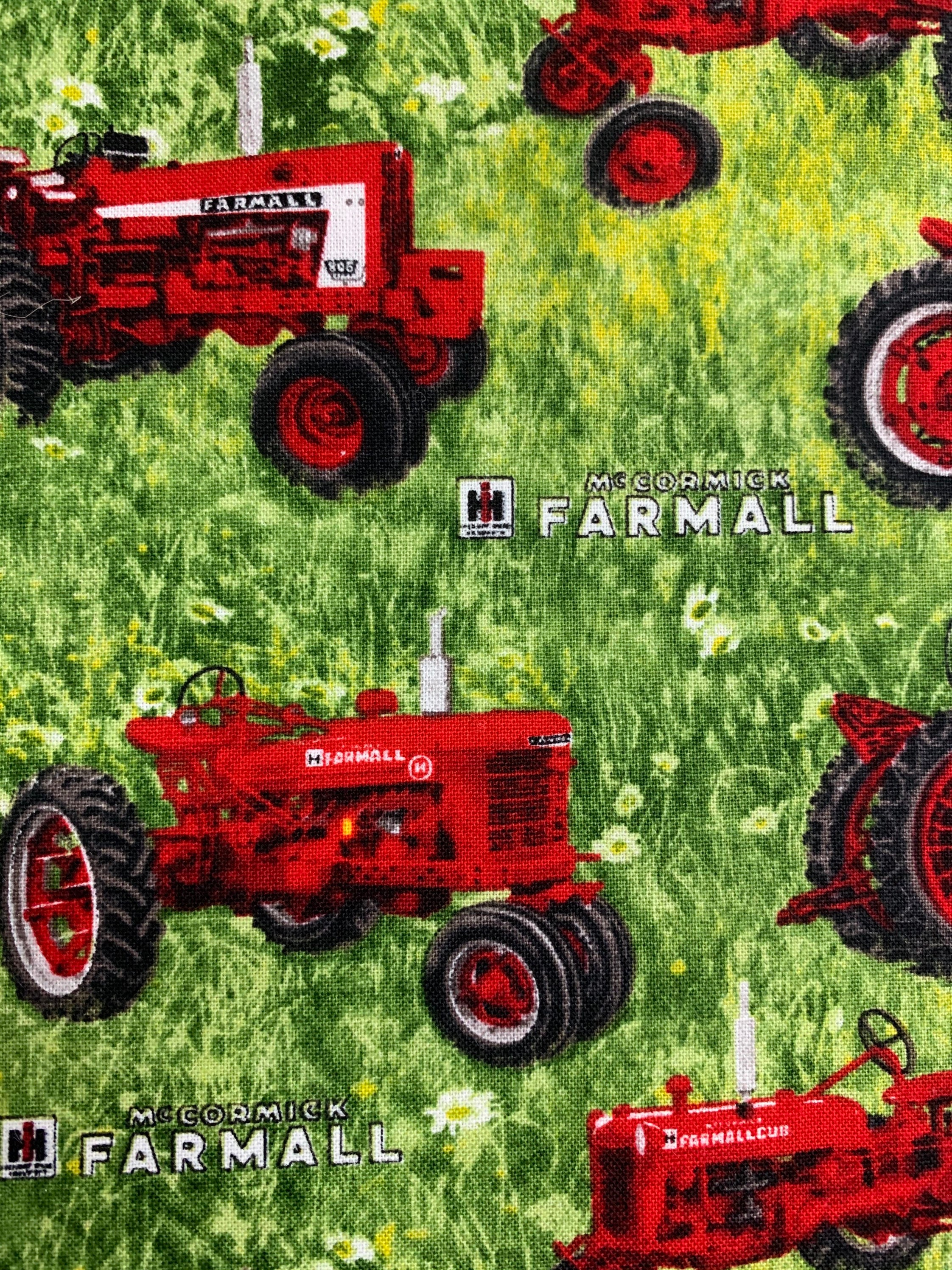 Red Mccormick Farmall Tractor Quilting Fabric by Print Concepts 100% ...