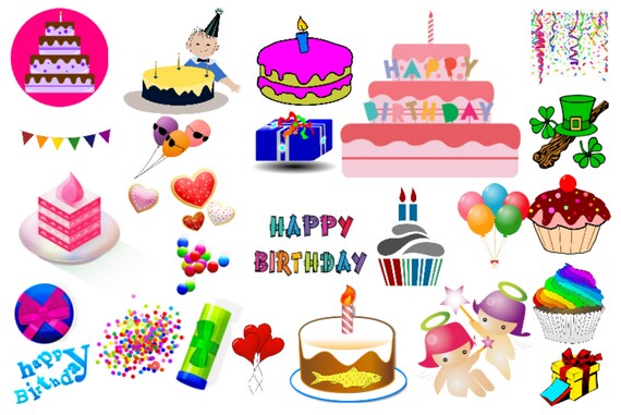 500 Happy Birthday Clipart Commercial Use Graphic Set - Etsy