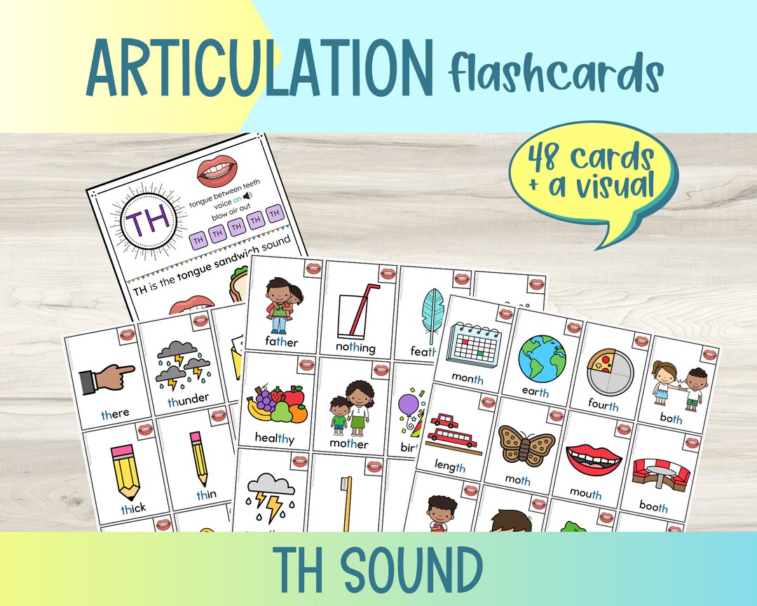 Printable TH Sound Articulation Flashcards | Speech Therapy ...
