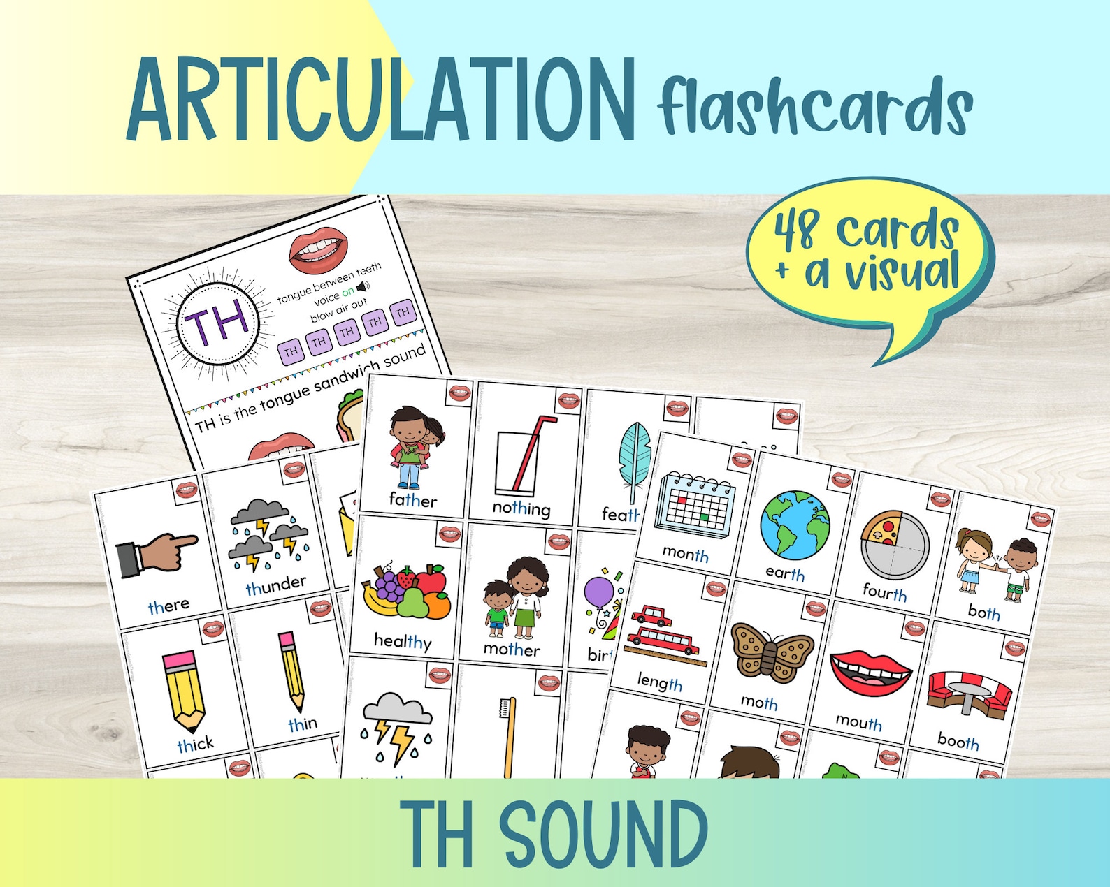 Printable TH Sound Articulation Flashcards | Speech Therapy ...