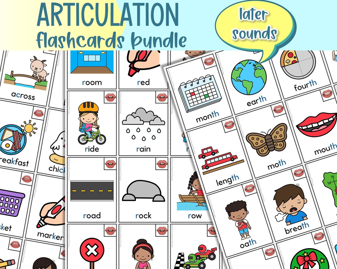 Later Sounds Bundle Articulation Flashcards | Speech Therapy | Picture ...