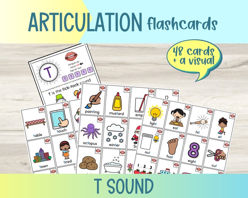 Printable T Sound Articulation Flashcards | Speech Therapy ...