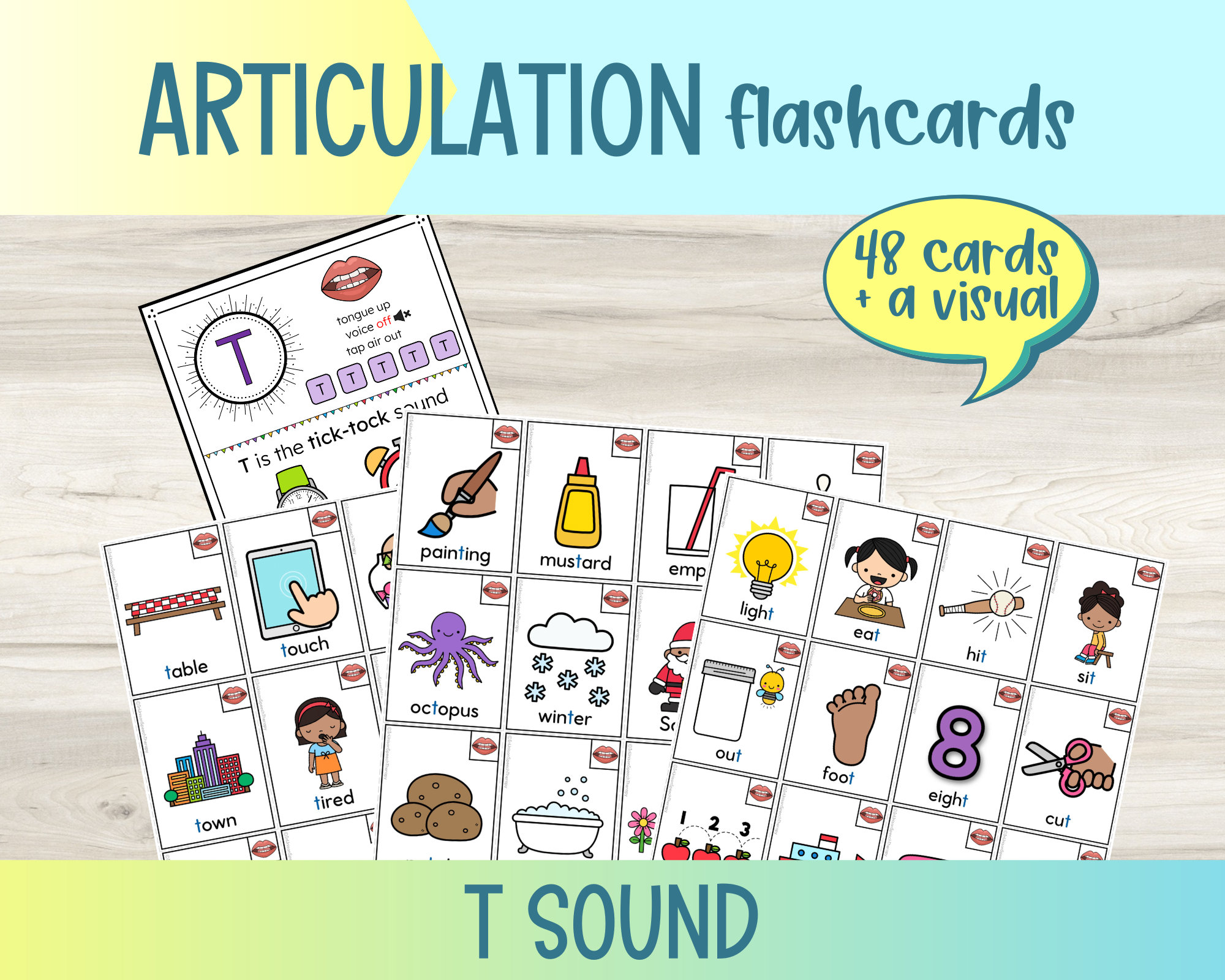 Printable T Sound Articulation Flashcards | Speech Therapy ...