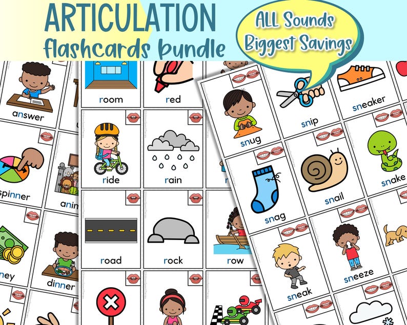 BIG Bundle Articulation Flashcards | Speech Therapy | Drill Picture ...