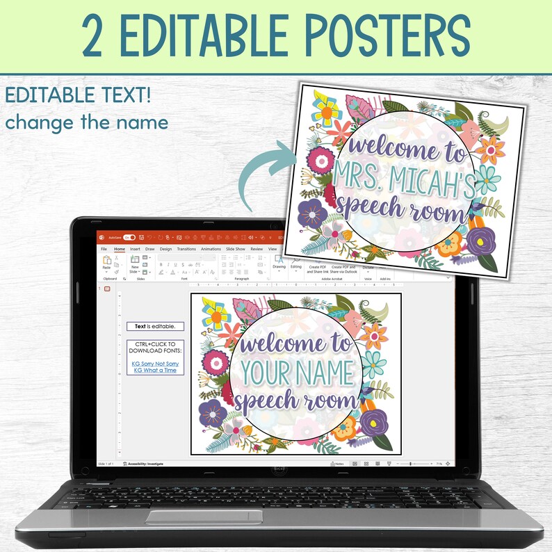 Printable Floral Theme Speech Therapy Room Decor | SLP Posters Wall ...