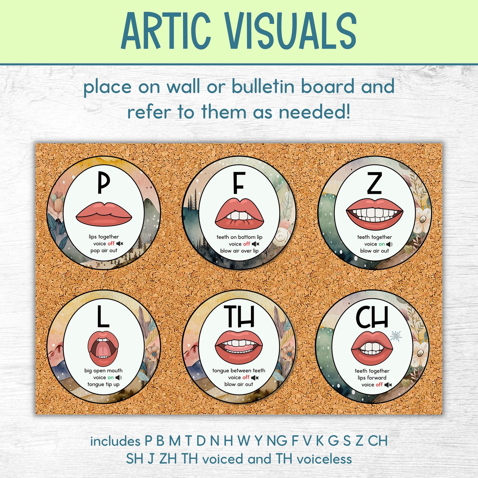 Boho Mountain Speech Therapy Articulation Visuals | SLP Room Decor ...