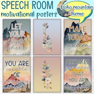 Printable Boho Mountain Speech Therapy Room Decor | SLP Classroom ...