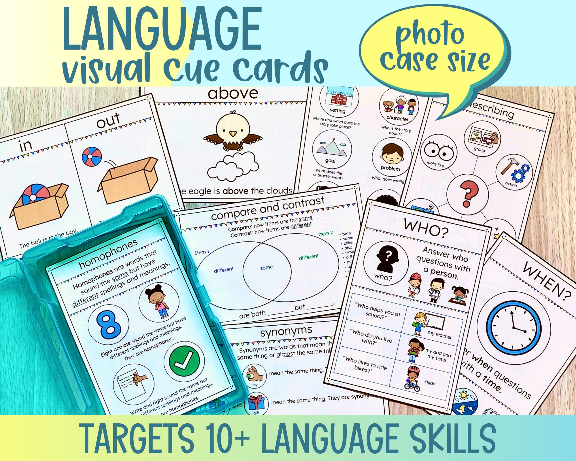 Printable Language Visuals for Speech Therapy | Language Cue Cards ...